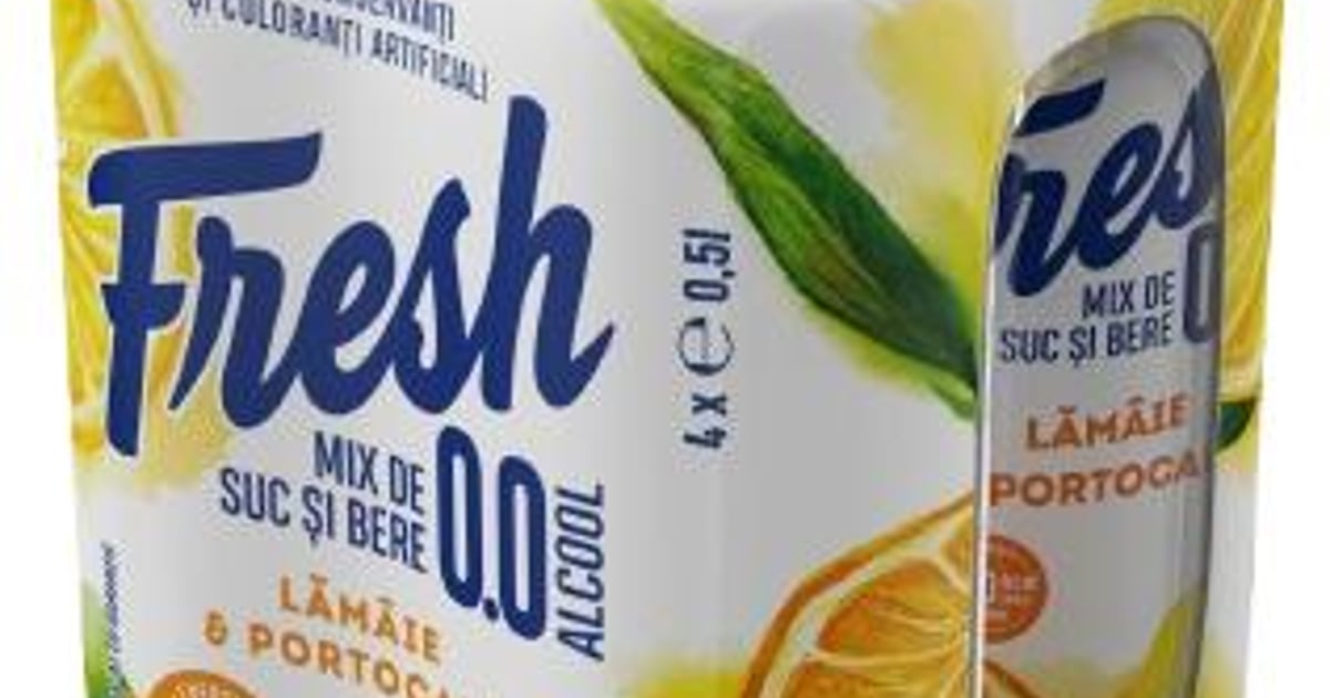 Fresh 0.0 Bere fara alcool mix cu suc de lamaie si portocale doza 4 pack