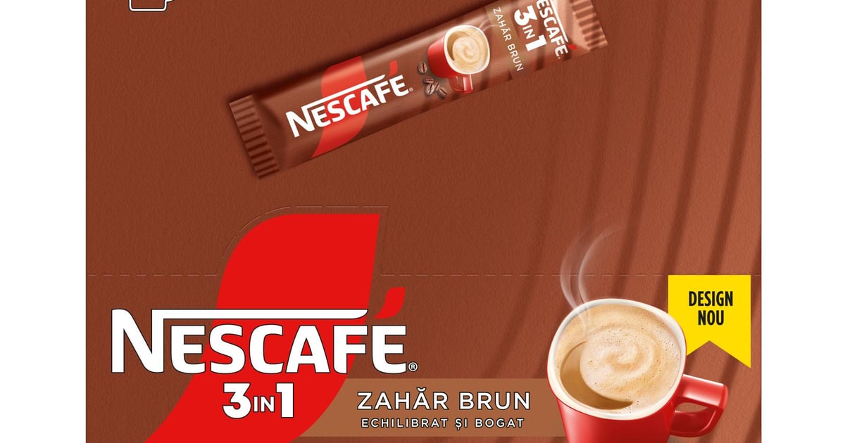 Nescafe Cafea instant 3in1 Zahar Brun 24 plicuri x 16.5g