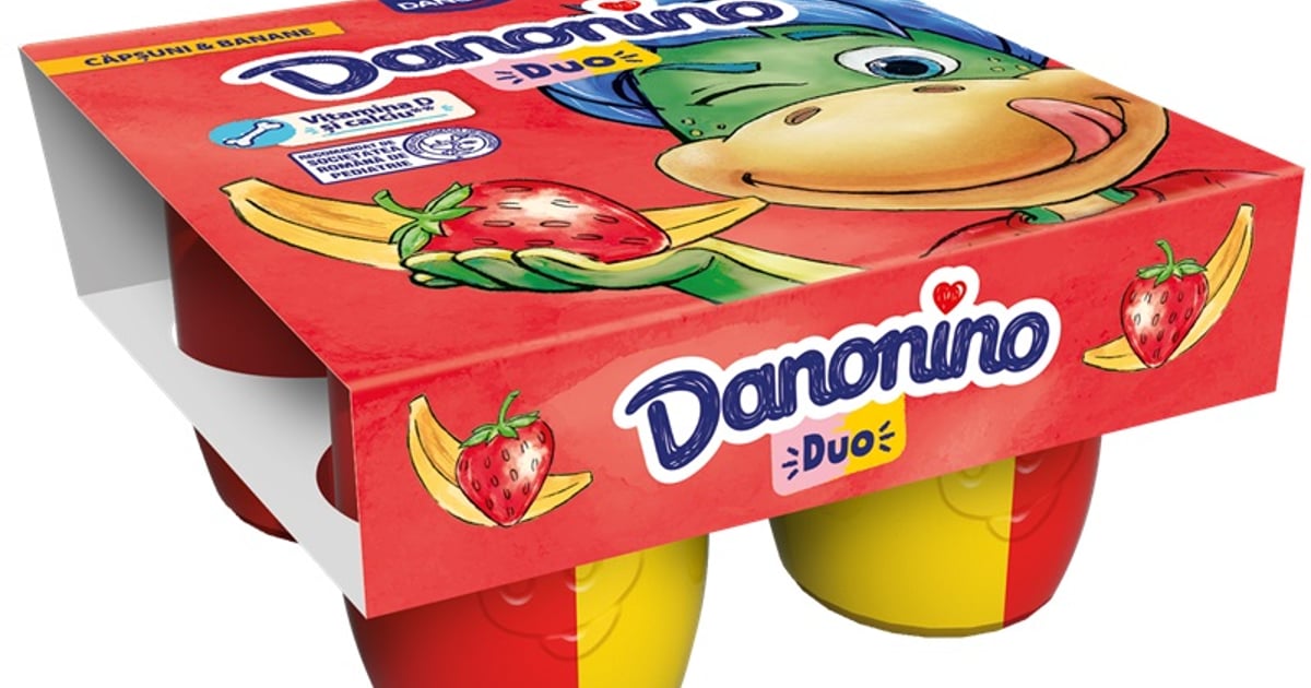 Danonino Branzica de vaci pentru copii cu piure de capsuni si banane ...