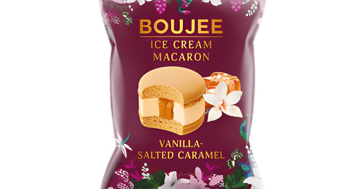 Boujee Macaron cu inghetata cu aroma de vanilie si caramel