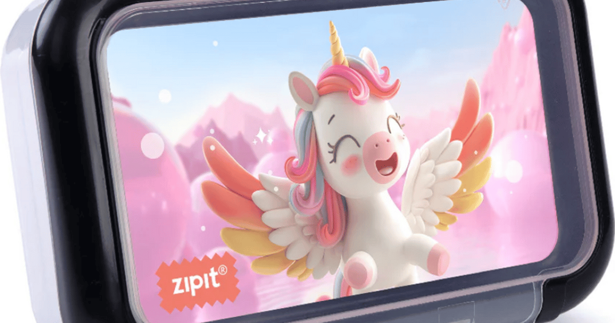 ZIPIT Cutie 2 compartimente, Recycled, Flying Unicorn