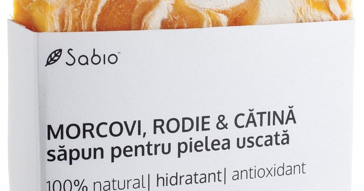 Sabio Sapun solid natural piele uscata cu morcovi, rodie si catina