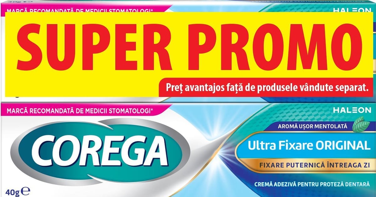 Corega Ultra Fixare Original Pachet promo crema adeziva pentru proteze ...