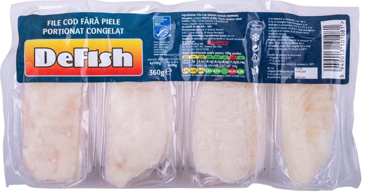 Defish File de cod portionat (congelat)