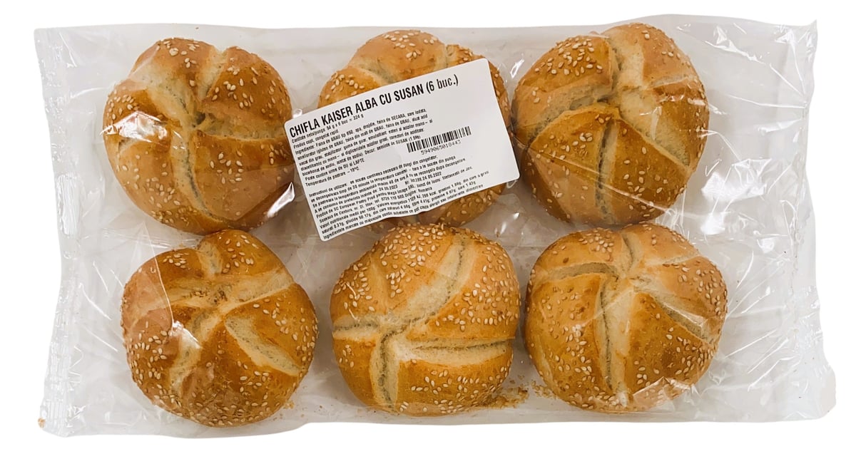 Chifla kaiser alba cu susan 6x60g, produs