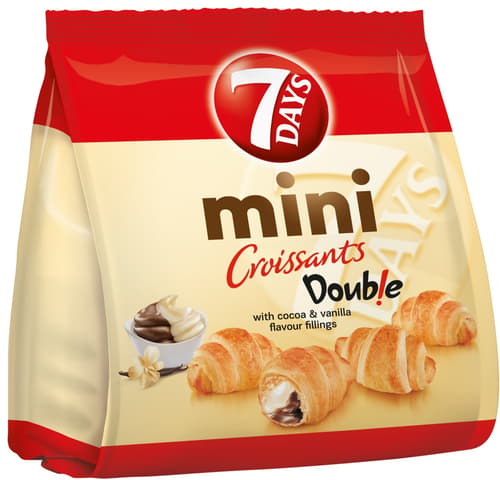 7DAYS Mini croissants Double cu umplutura cu cacao si umplutura cu ...