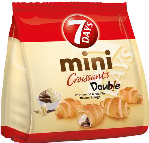 7DAYS Mini croissants Double cu umplutura cu cacao si umplutura cu aroma de vanilie
