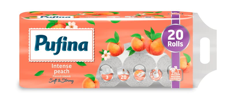 Pufina Intense Peach Hartie igienica, 3 straturi, 20 role