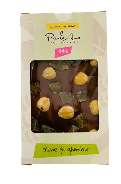 Paula Ana Ciocolata 44% cacao cu alune si ghimbir