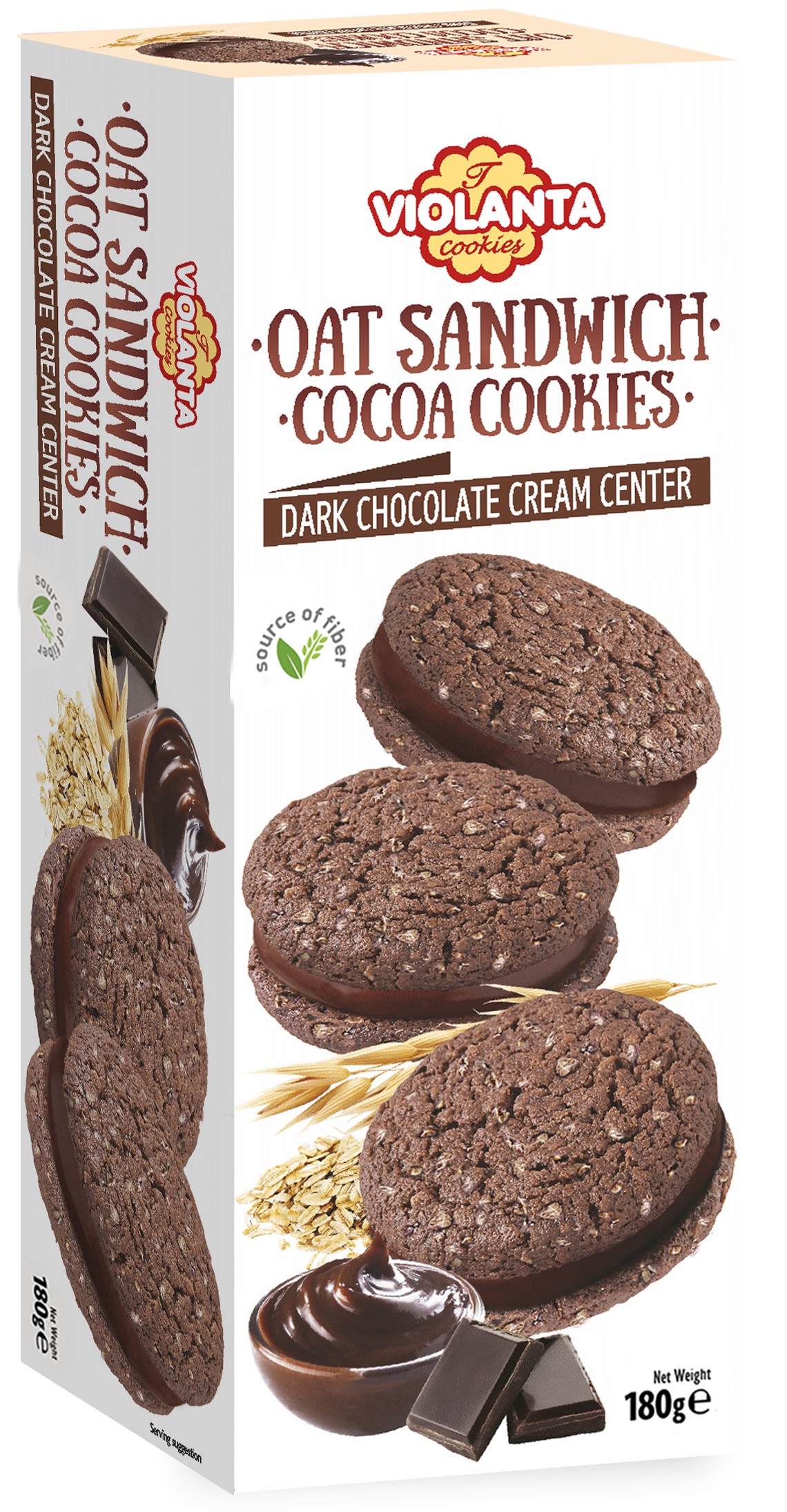 Violanta Biscuiti cookies sandwich cu ovaz si crema de ciocolata