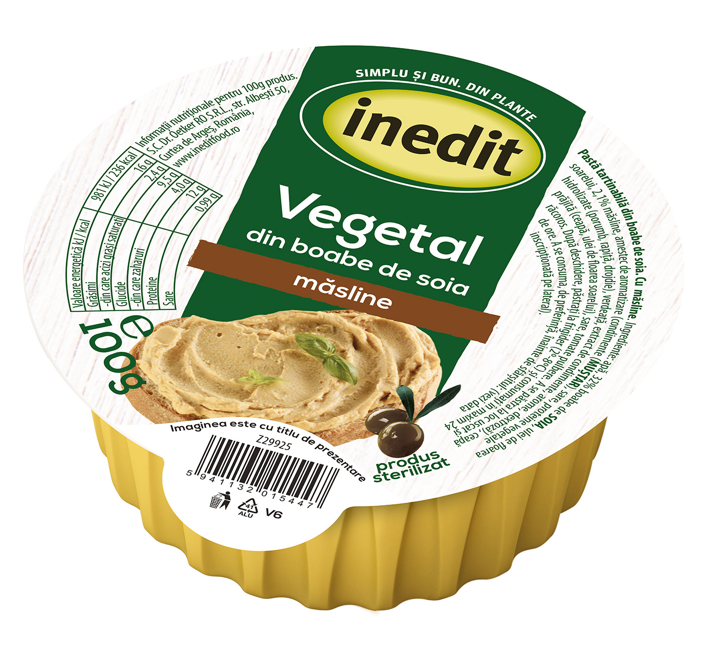 Inedit Vegetal din boabe de soia cu masline