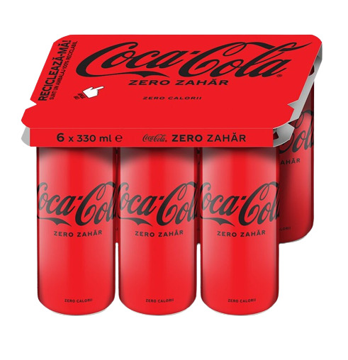 Coca-Cola Zero Zahar Bautura racoritoare carbogazoasa doza 6 pack