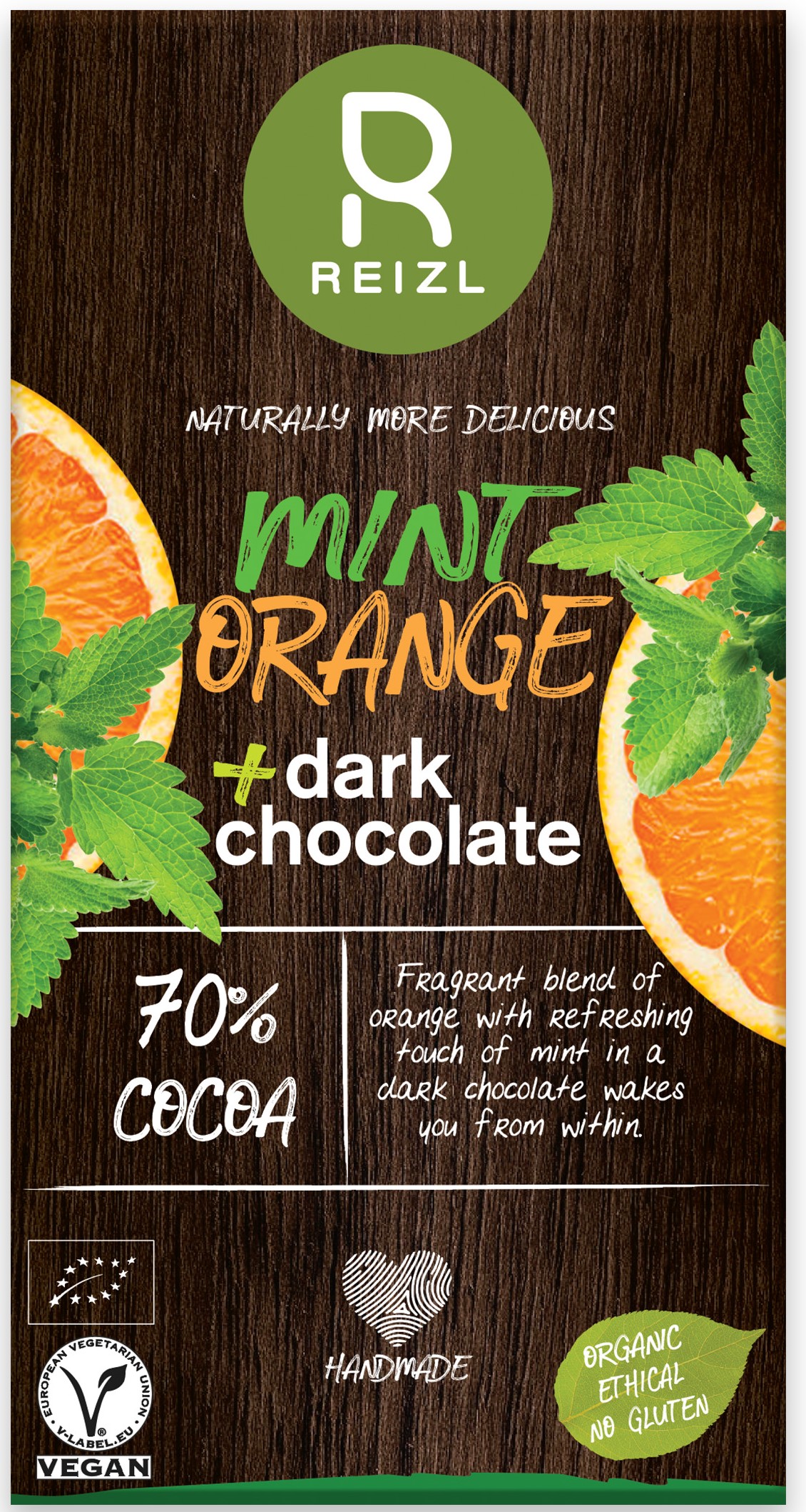 Reizl Tableta ciocolata neagra cu menta si portocala