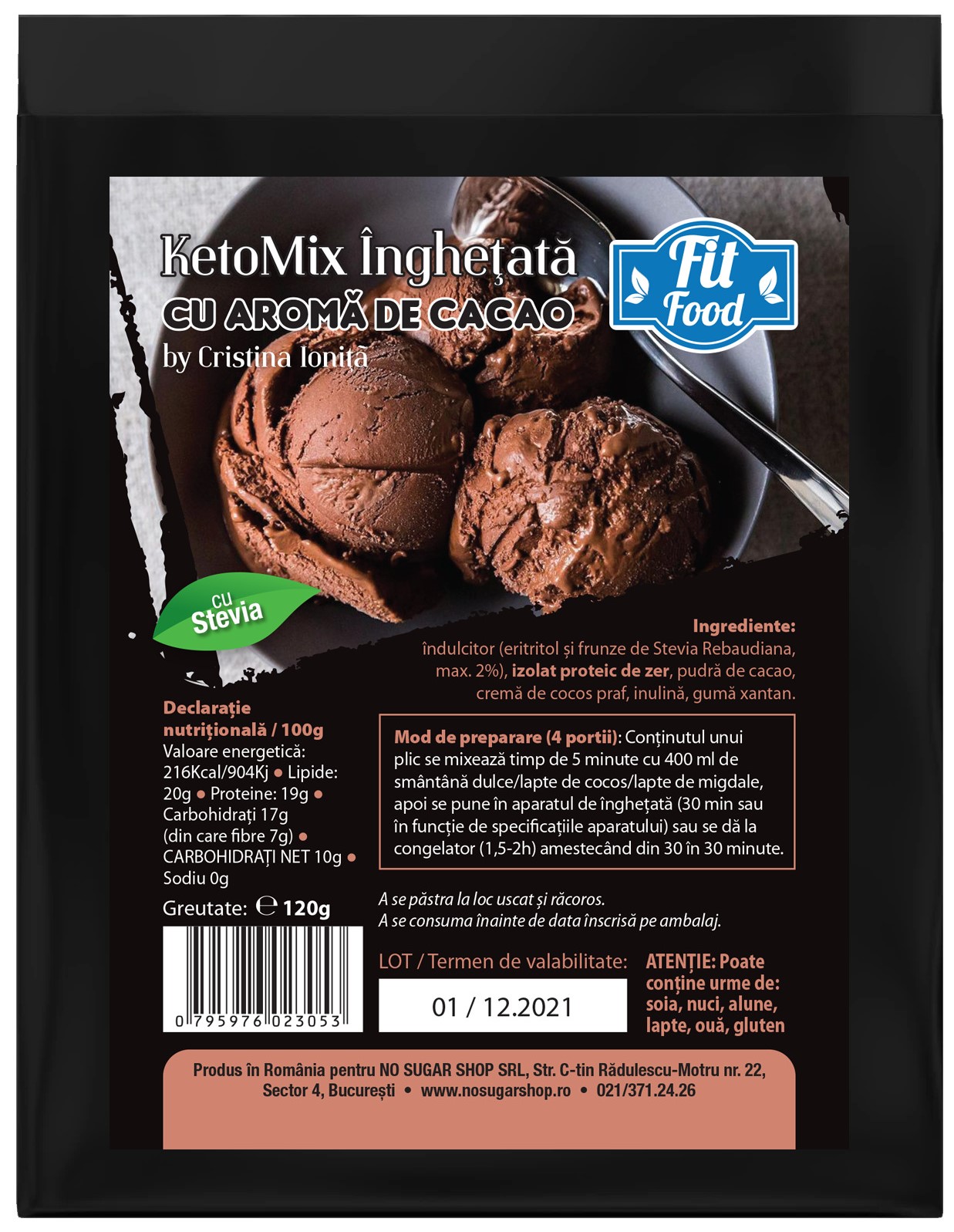 Keto Praf de inghetata cu cacao indulcita cu Eritritol