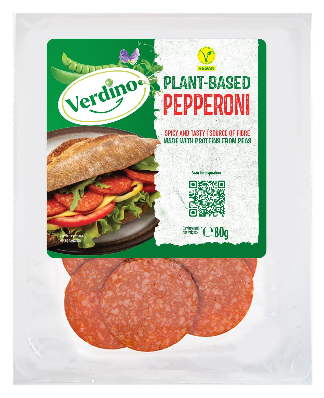 Verdino Salam vegetal pepperoni felii
