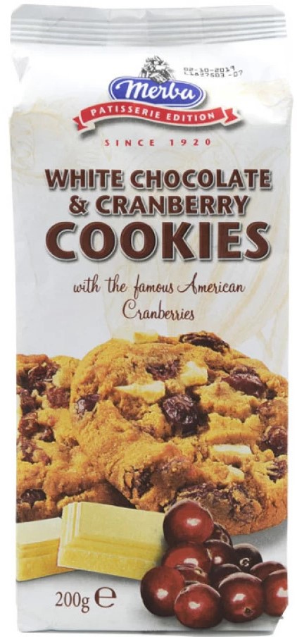 Merba Biscuiti cu ciocolata alba si merisoare