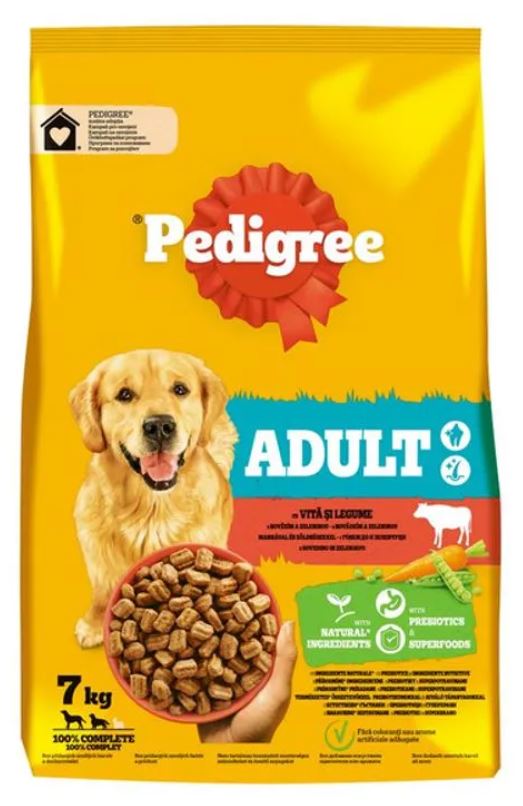 Pedigree Hrana uscata cu vita si legume pentru caini adulti Pedigree Hrana uscata cu vita si legume pentru caini adulti