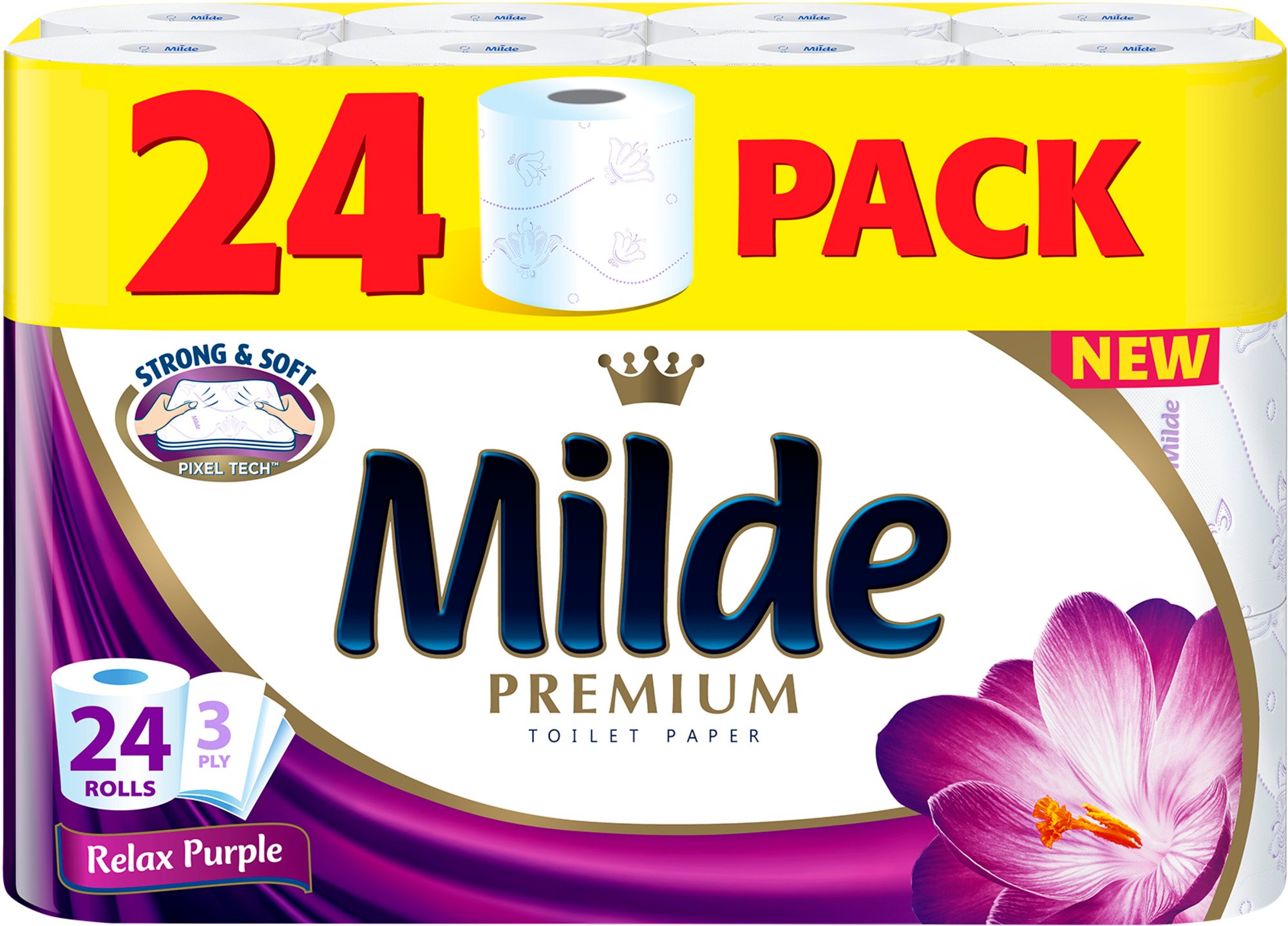 Milde Strong&Soft Relax Purple Hartie igienica 3 straturi, 24 role