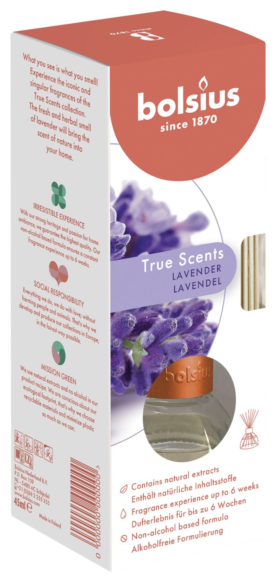 Bolsius True Odorizant difuzor cu betisoare - Lavanda