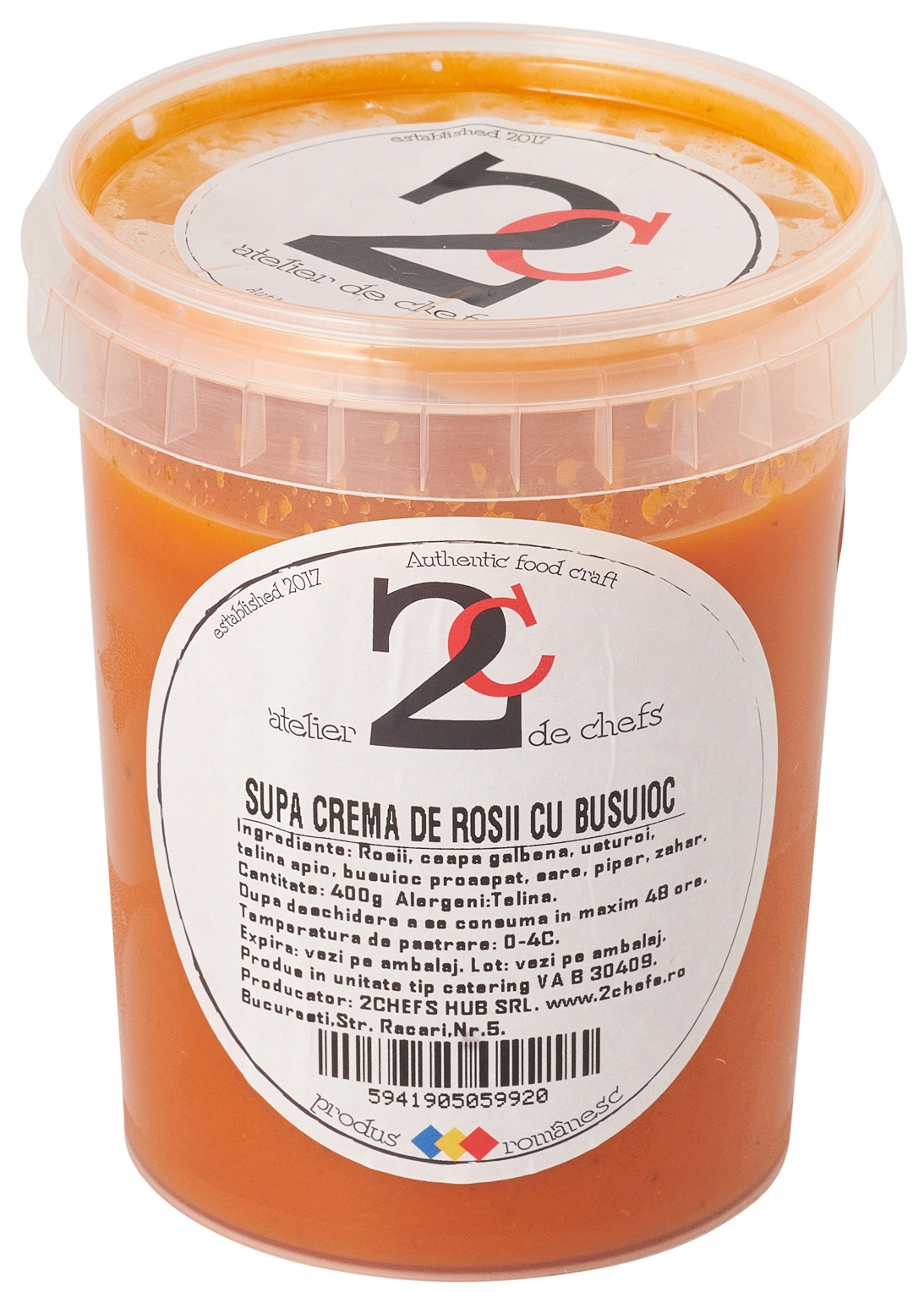 2C' Supa crema de rosii cu busuioc